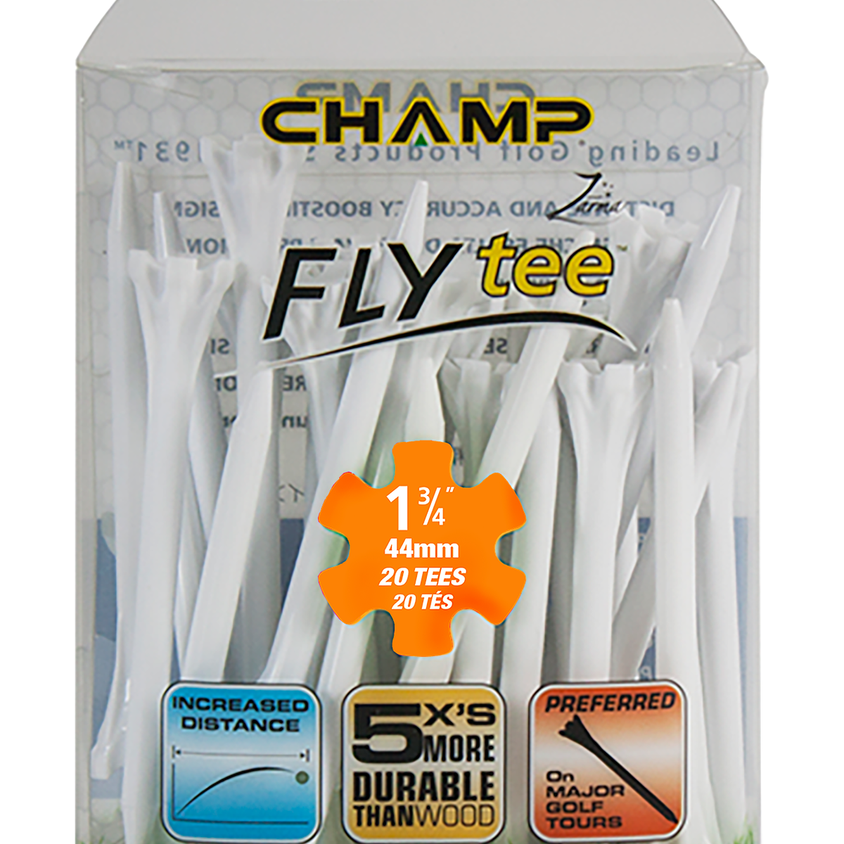 Champ Zarma Plastic Fly Tee 1-3/4" - Pack of 20 WHITE ONLY ...