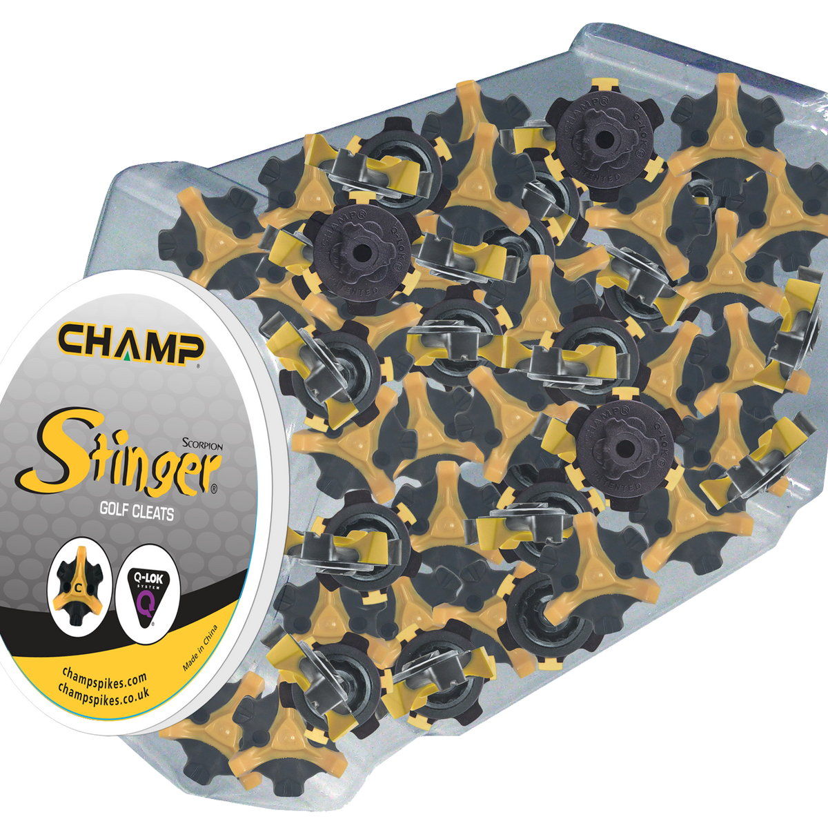 Stinger Q-Lok Cleat 400 Count Bowl - Black/Yellow – vwgolfgrips.com